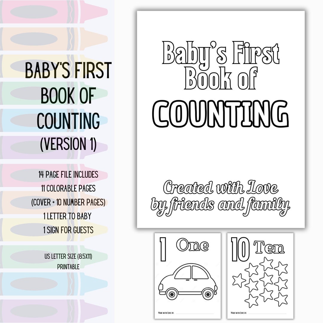 Baby Shower Coloring Activity: Baby's First Counting Book - Keepsake ...
