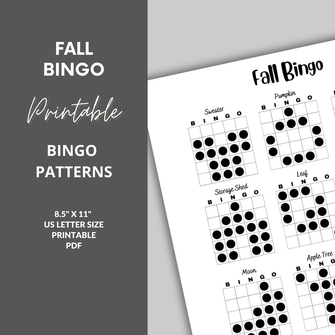 Bingo Patterns | Fall Bingo | Printable Bingo Games | Bingo Game ...