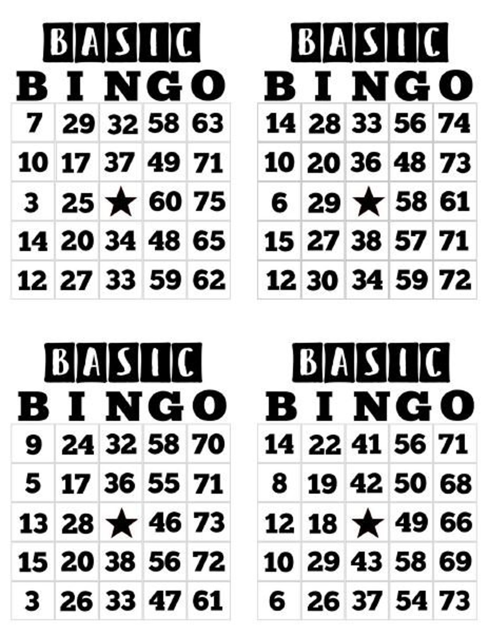 Bingo Card Set Basic Bingo Card Set With Fun Patterns - Etsy