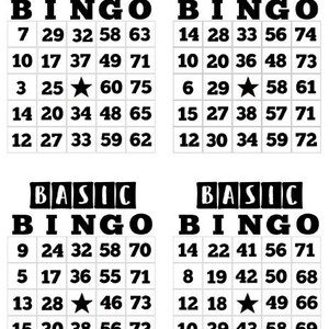 Bingo Card Set Basic Bingo Card Set With Fun Patterns - Etsy