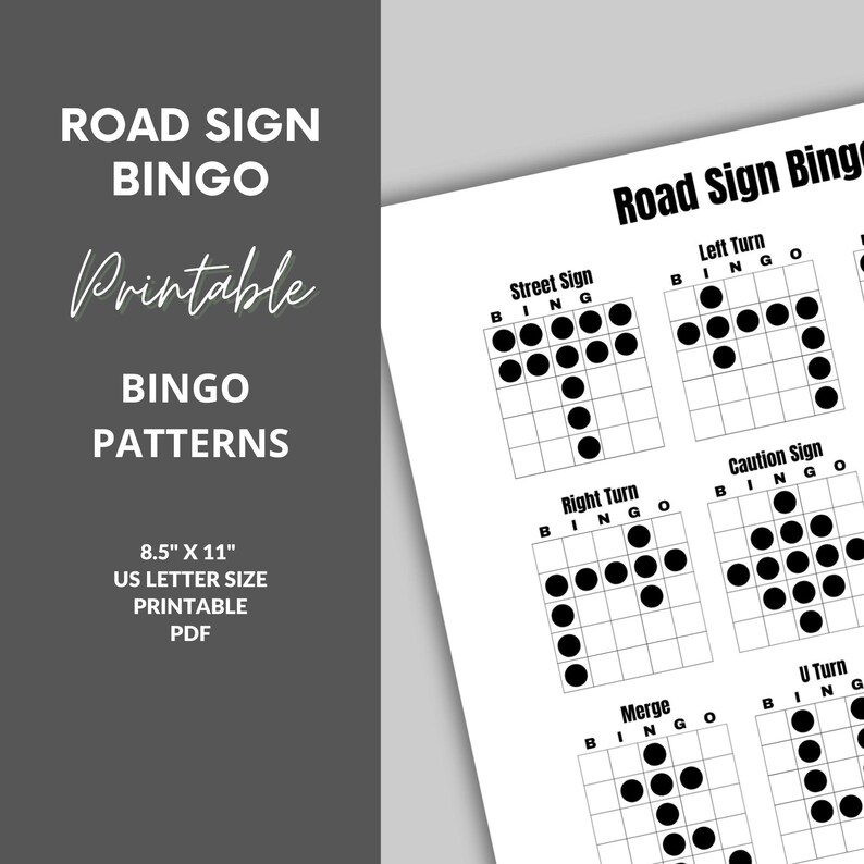 Printable Bingo Patterns | Road Sign Bingo | 12 Fun Patterns | Party ...