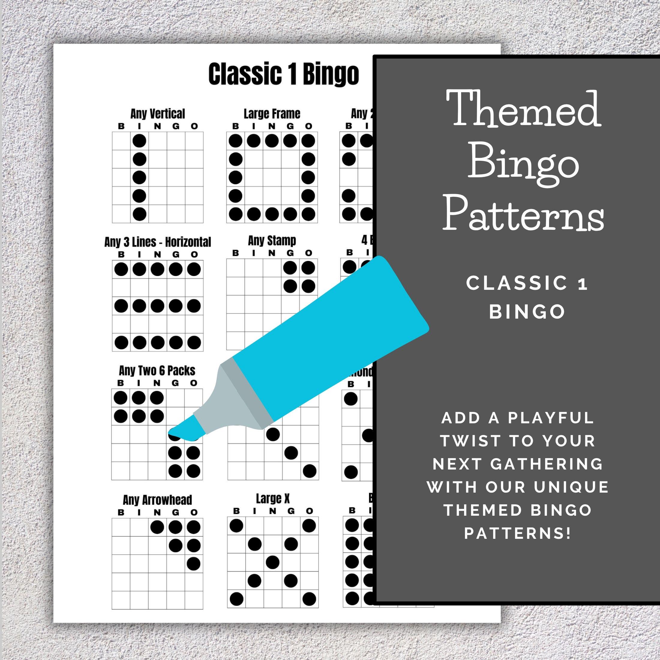 Printable Bingo Patterns | Classic 1 Bingo | 12 Fun Patterns | Party ...