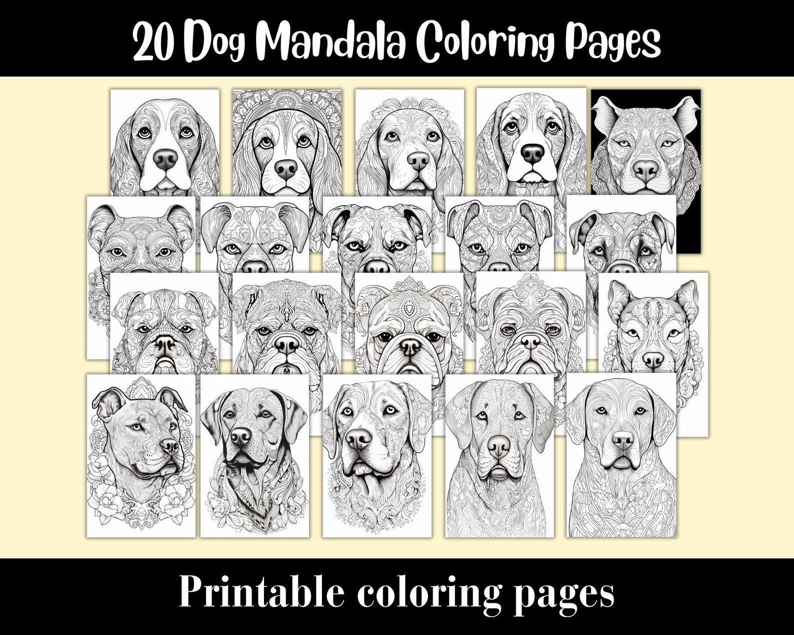 Dog Mandala Coloring Pages Printable Dog Coloring Sheets Beagle Color ...