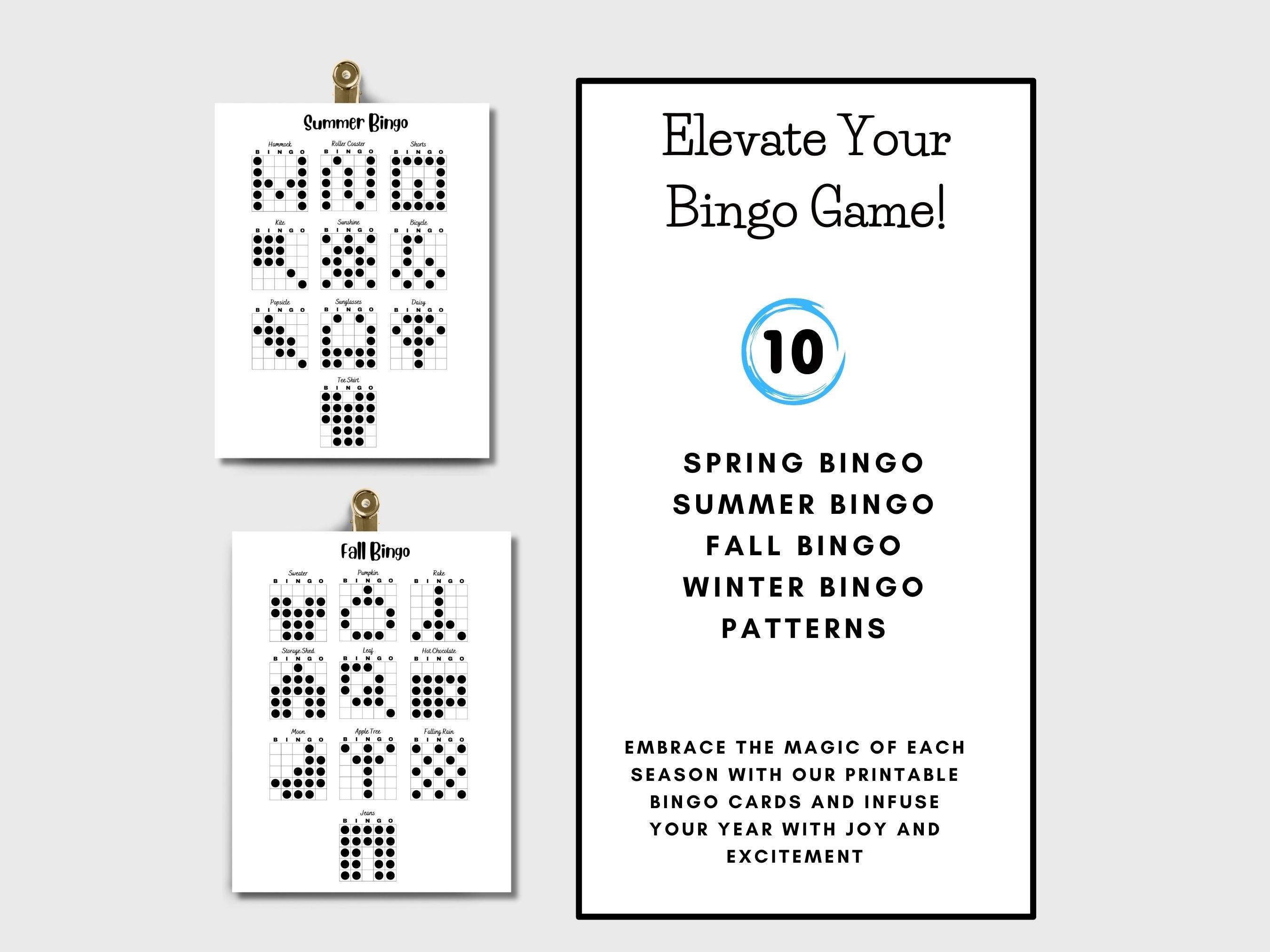 Seasonal Bingo Patterns: Spring, Summer, Autumn (fall), Winter | 40 ...