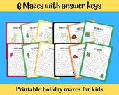 Holiday Maze Worksheets Six Holiday Themed Mazes Including - Etsy