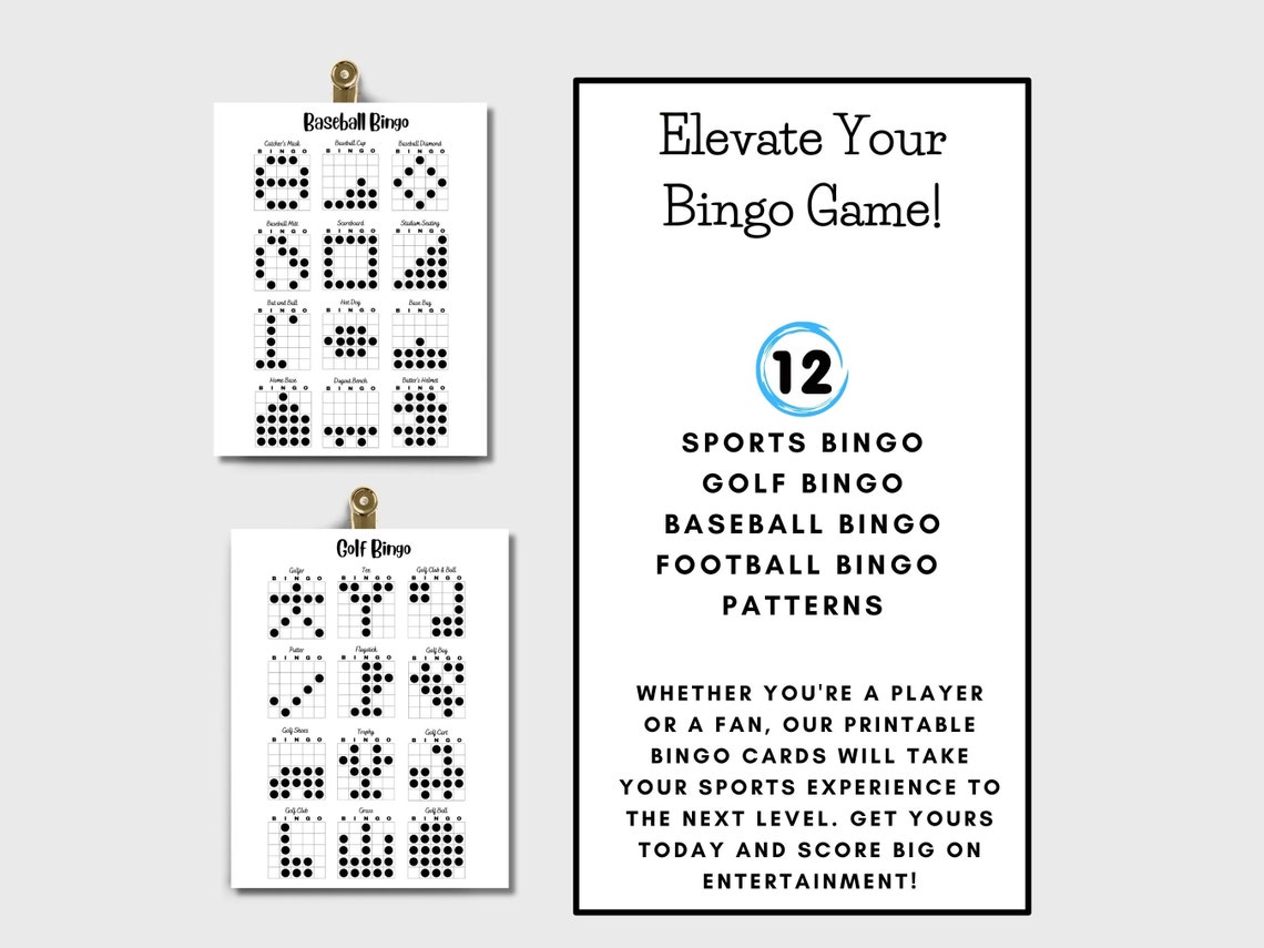 Bingo Patterns Sports Bingo Patterns Sports, Football, Baseball, Golf ...