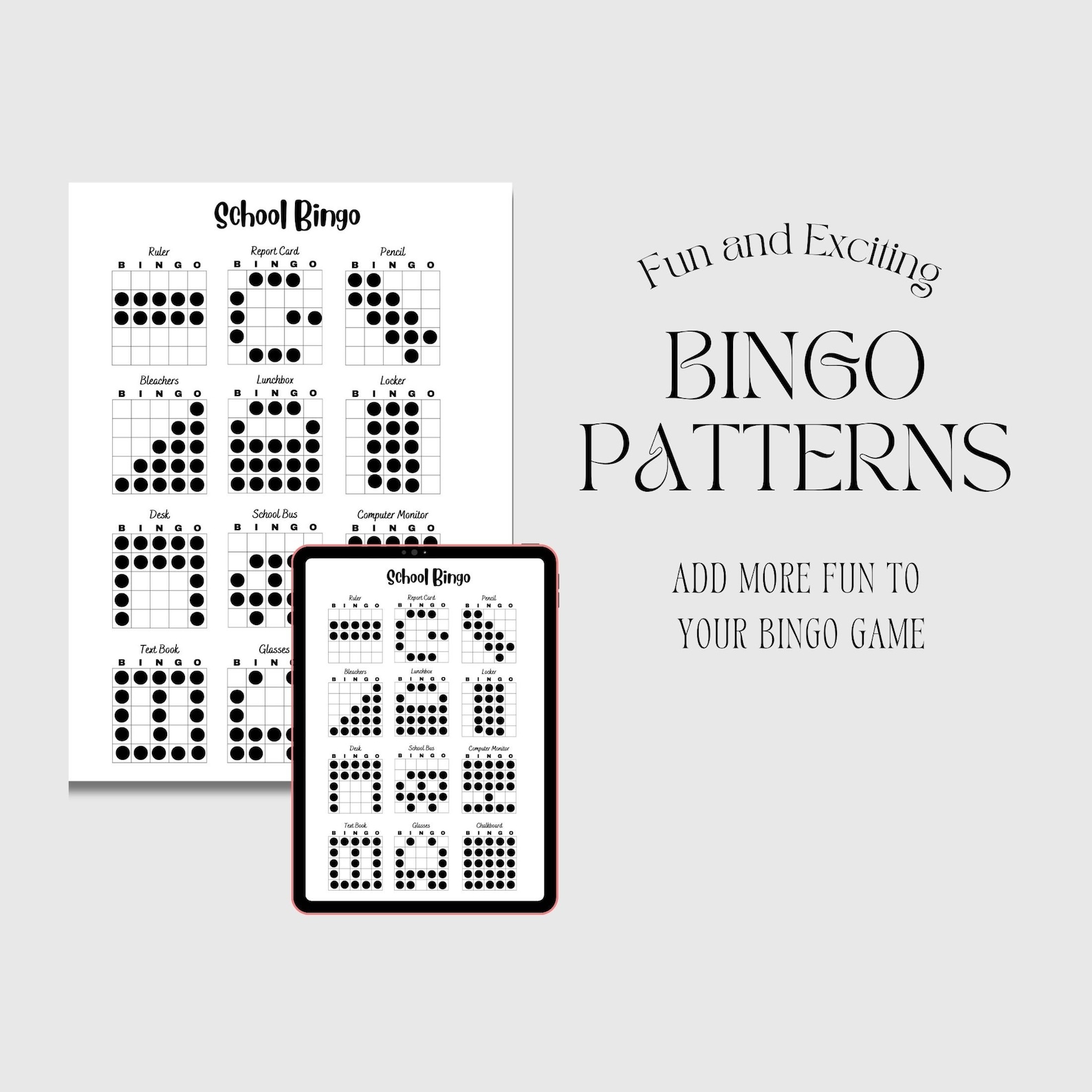 Bingo Patterns School Bingo Printable Bingo Games Bingo Game Patterns ...