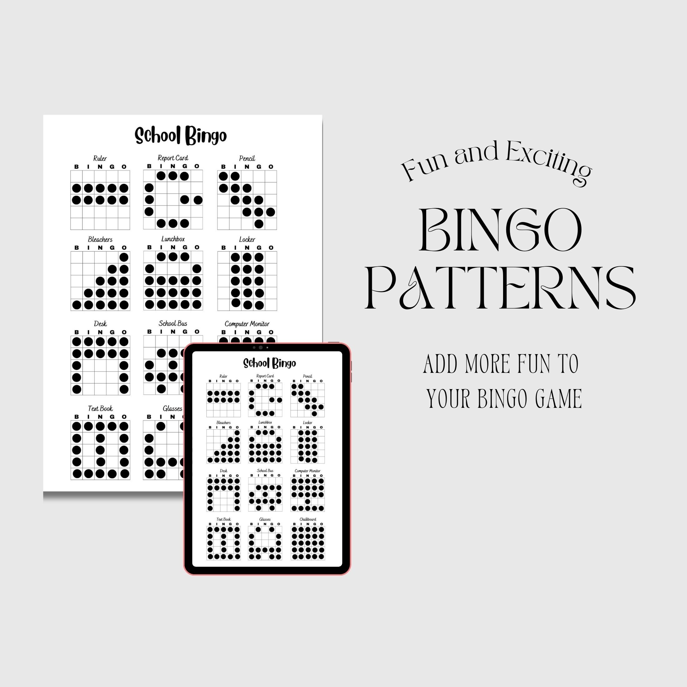 Bingo Patterns | School Bingo | Printable Bingo Games | Bingo Game ...