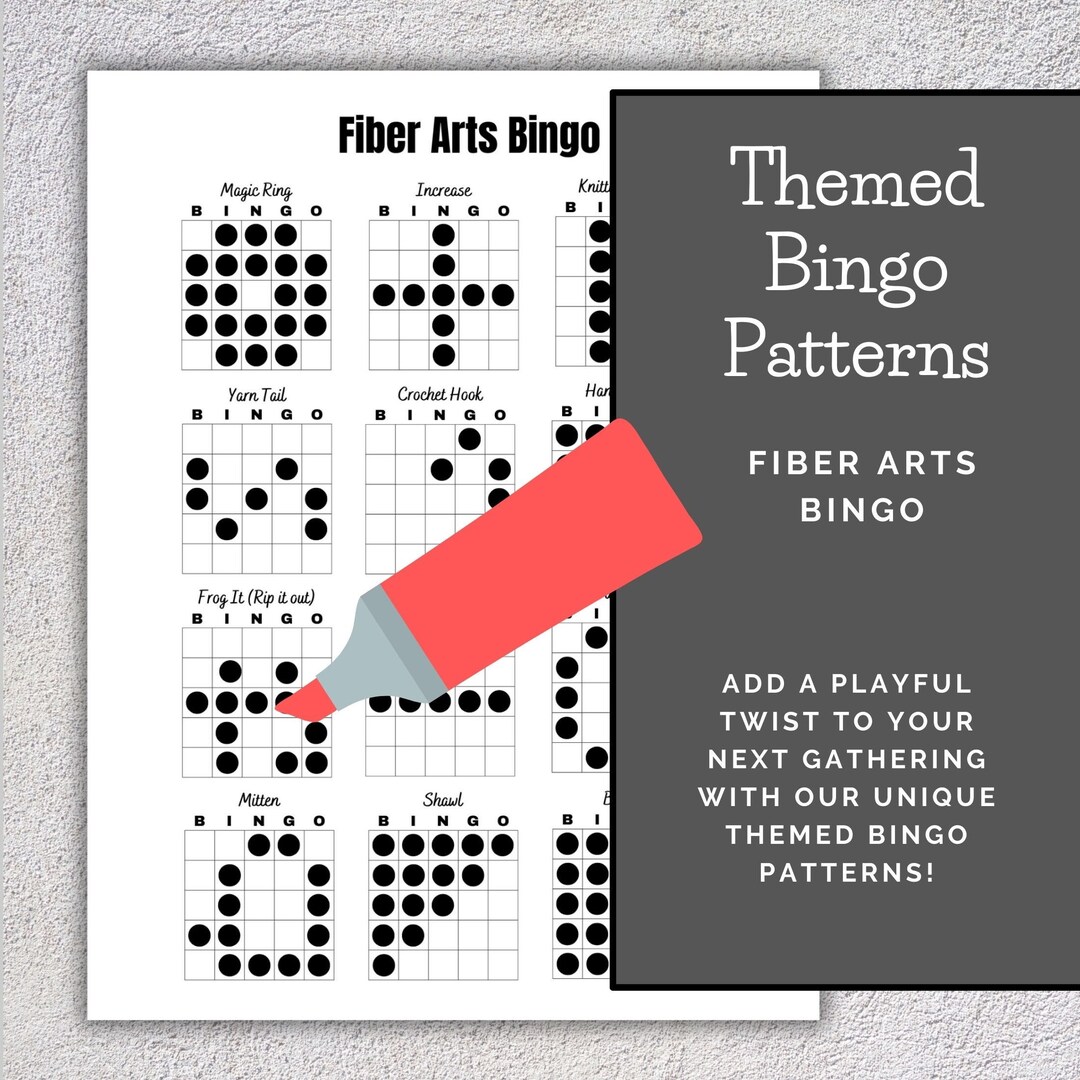 Bingo Patterns | Fiber Arts Bingo | Printable Bingo Games | Bingo Game ...