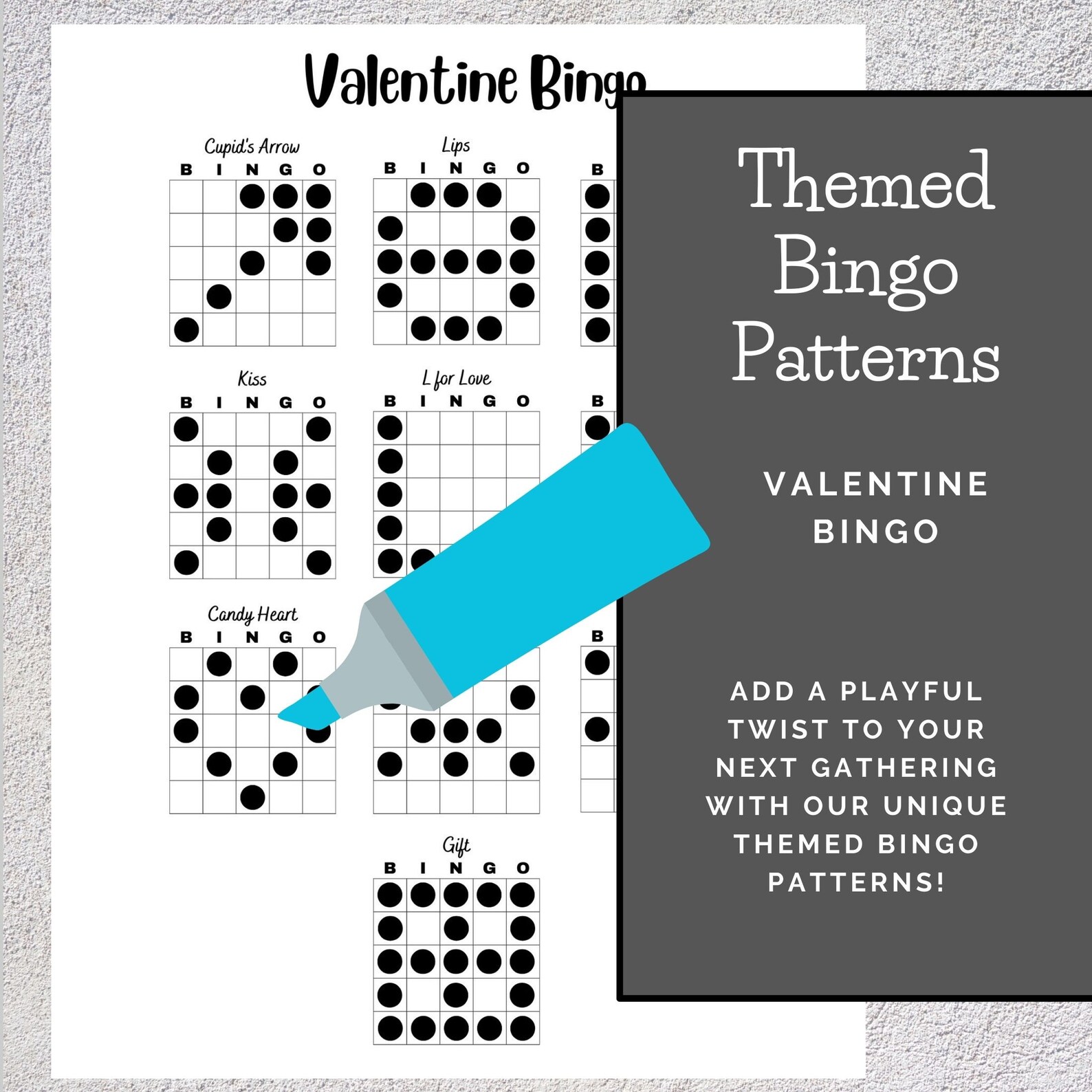 Bingo Patterns | Valentine Bingo | Printable Bingo Games | Bingo Game ...