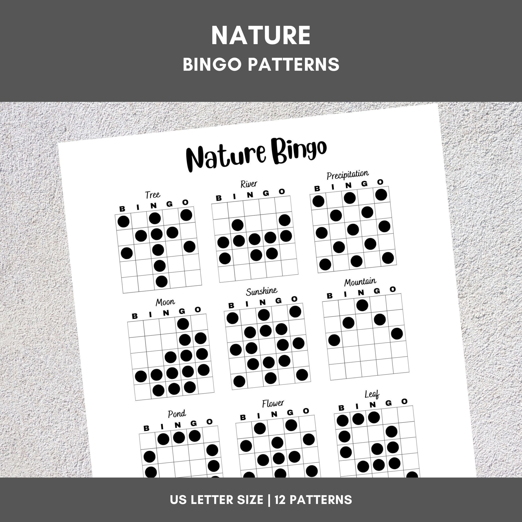 Bingo Patterns | Nature Bingo | Printable Bingo Games | Bingo Game ...