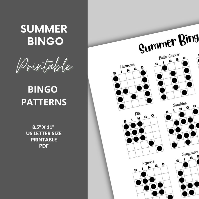 Bingo Patterns | Summer Bingo | Printable Bingo Games | Bingo Game ...