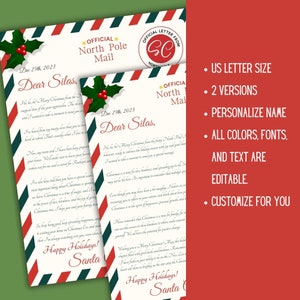 Letter From Santa | Letter From Santa Printable | Santa Letter | Letter ...