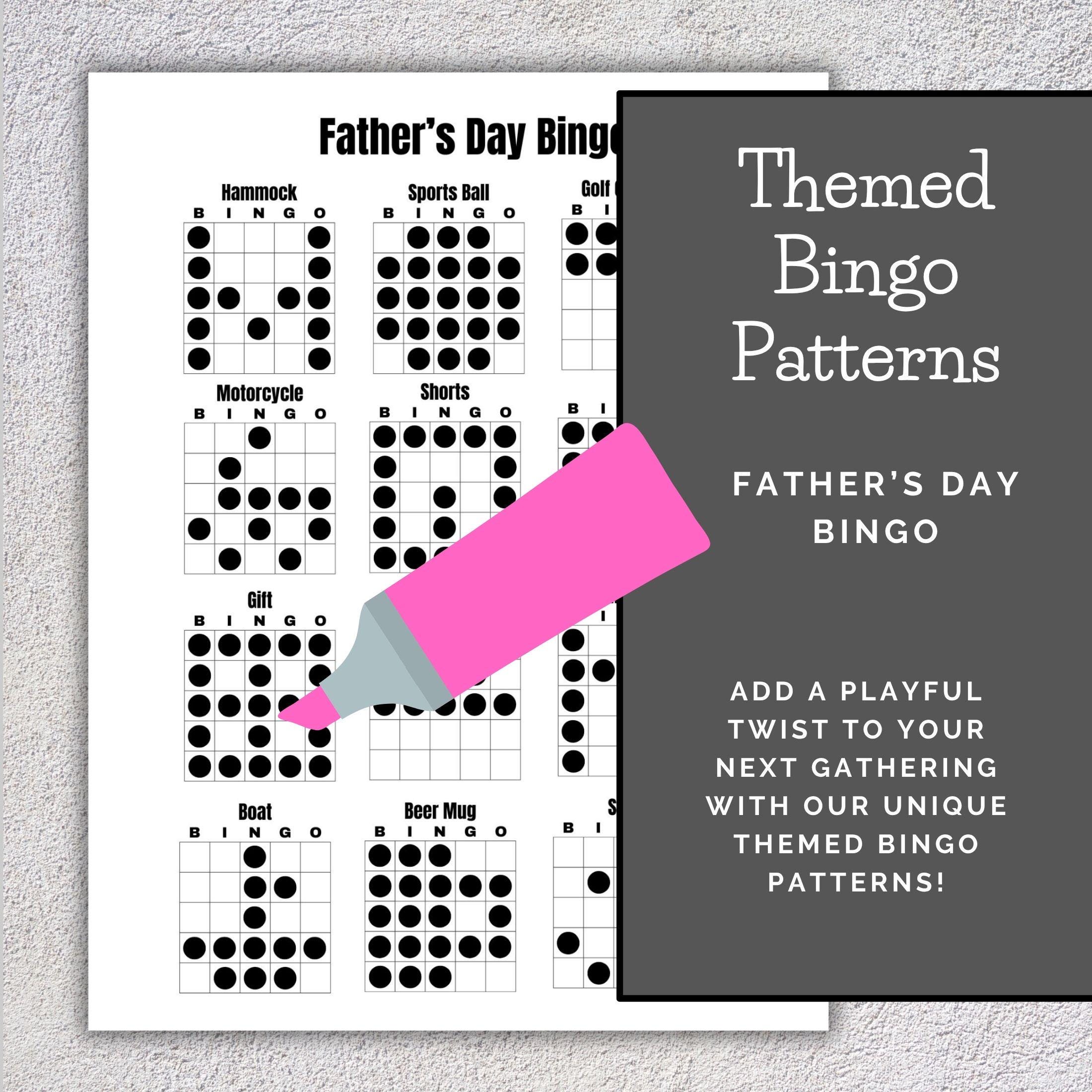 Printable Bingo Patterns | Father's Day Bingo | 12 Fun Patterns | Party ...