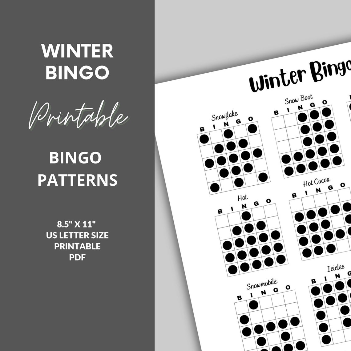 Bingo Patterns Winter Bingo Printable Bingo Games Bingo Game Patterns ...
