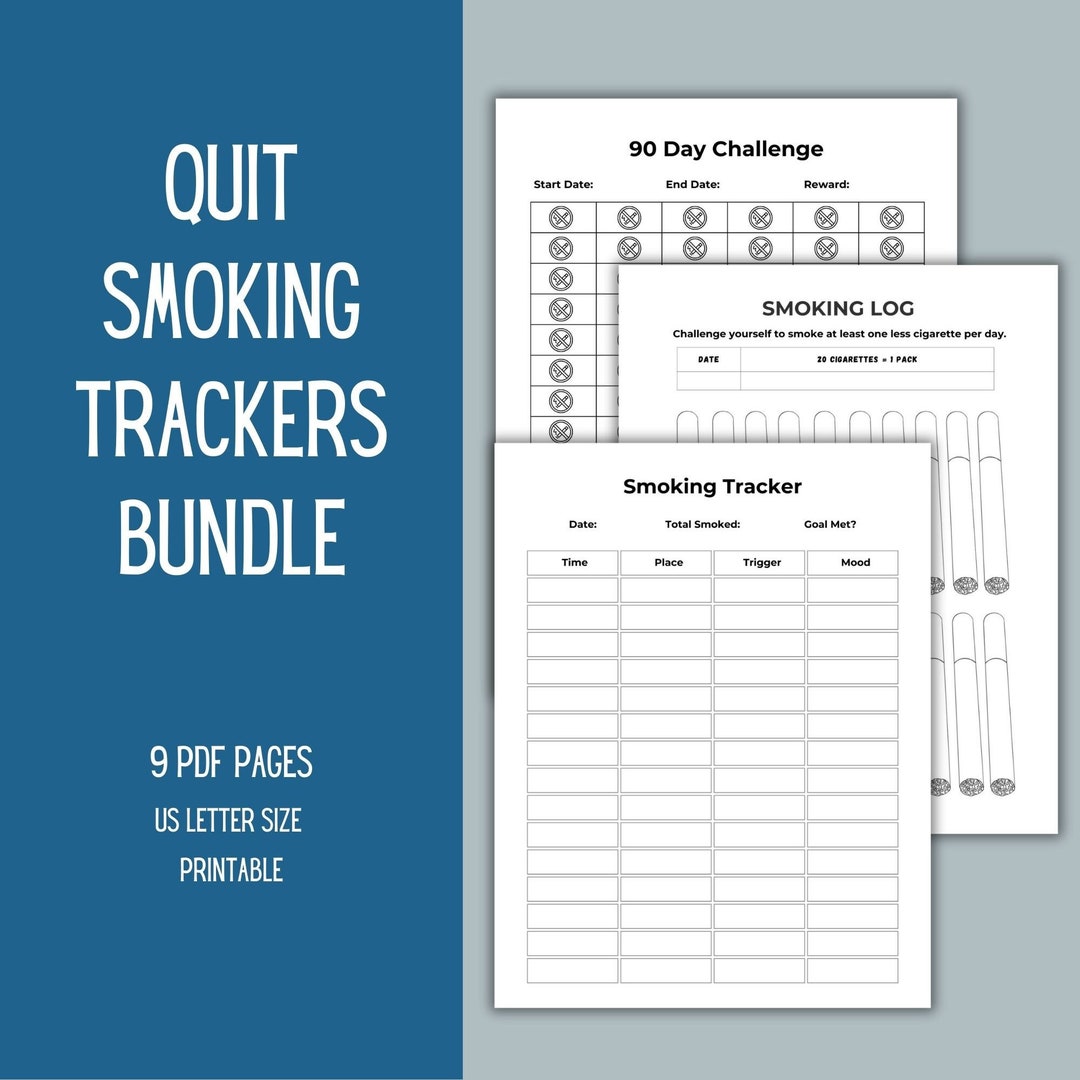 Quit Smoking Trackers Bundle | 30 Day 60 Day 90 Day Trackers and ...