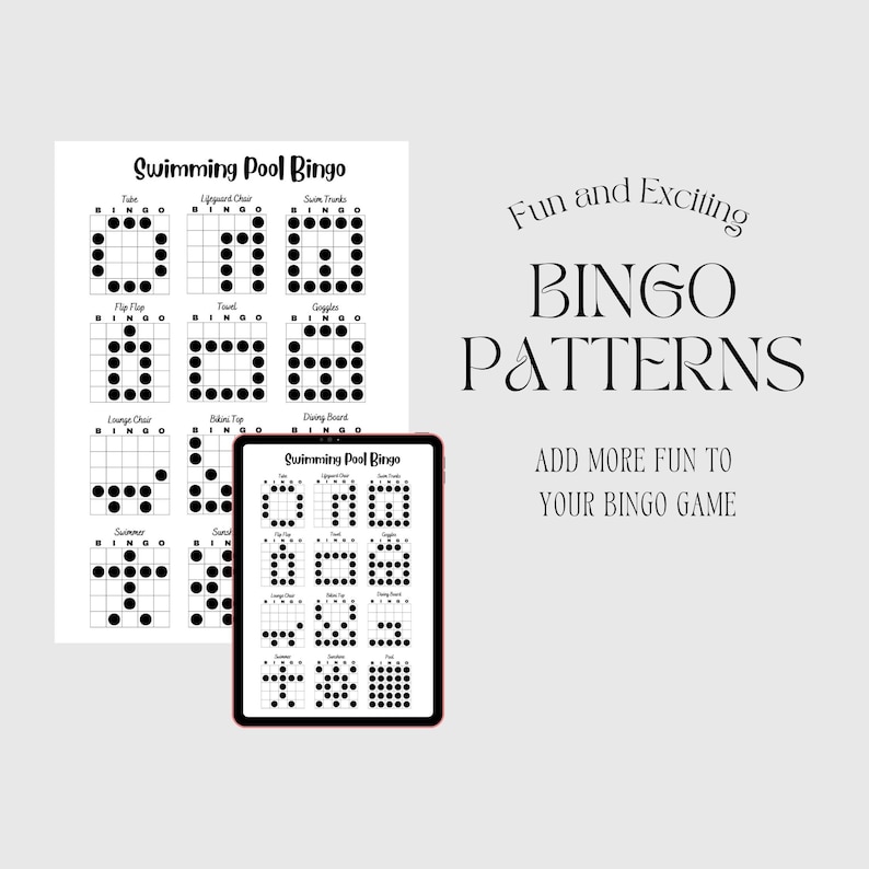 Bingo Patterns | Swimming Pool Bingo | Printable Bingo Games | Bingo ...
