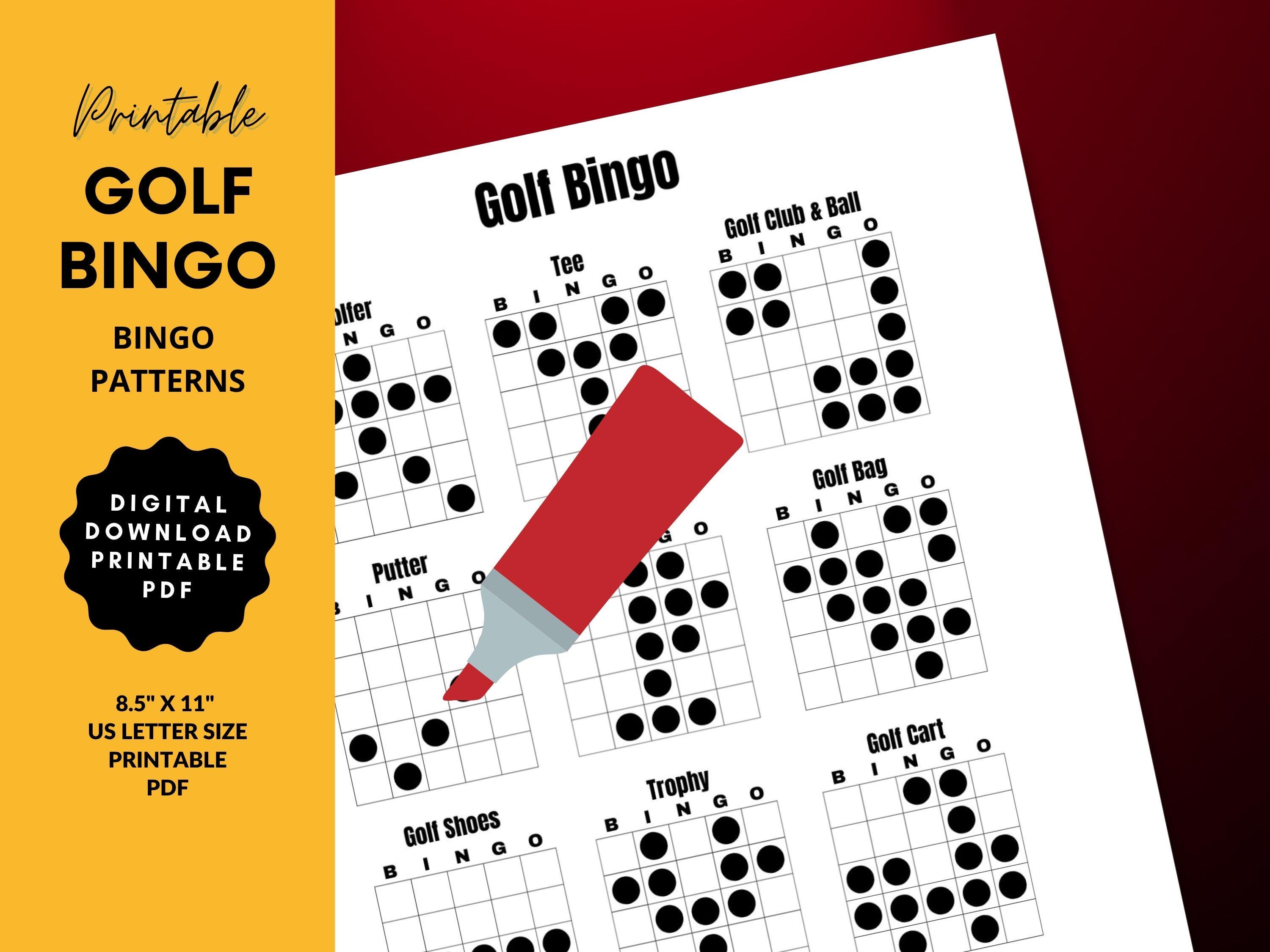 Printable Bingo Patterns | Golf Bingo | 12 Fun Patterns | Party, Event ...