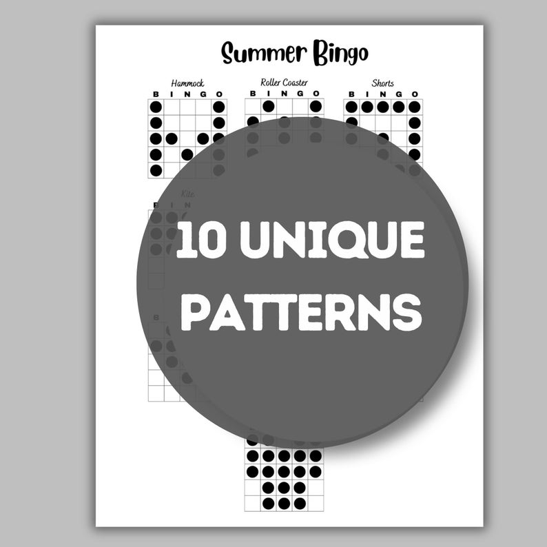 Bingo Patterns | Summer Bingo | Printable Bingo Games | Bingo Game ...
