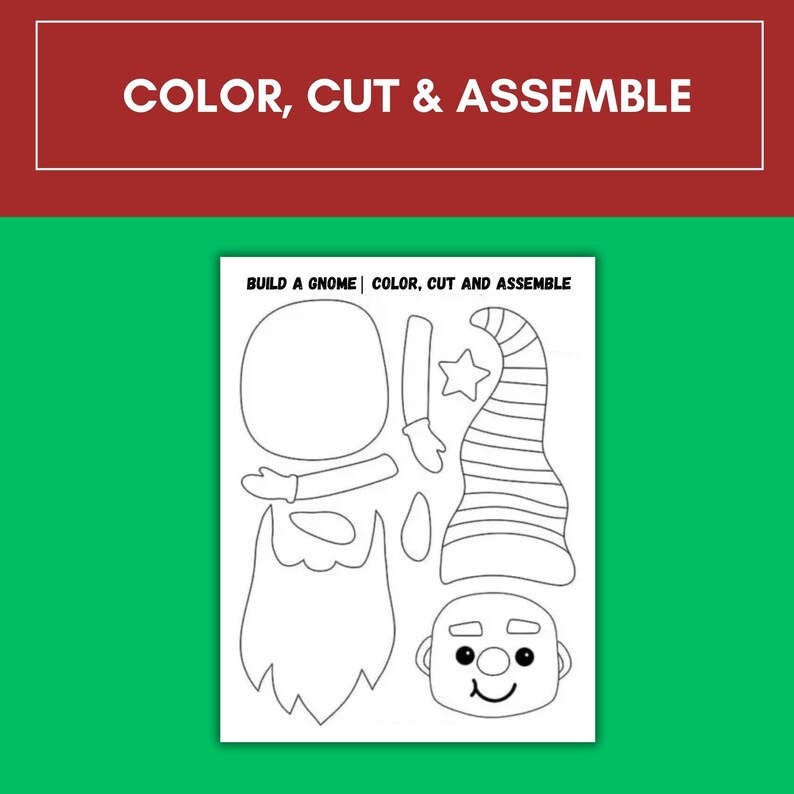 Build A Gnome, Christmas Craft, Build a Gnome Printable Craft ...