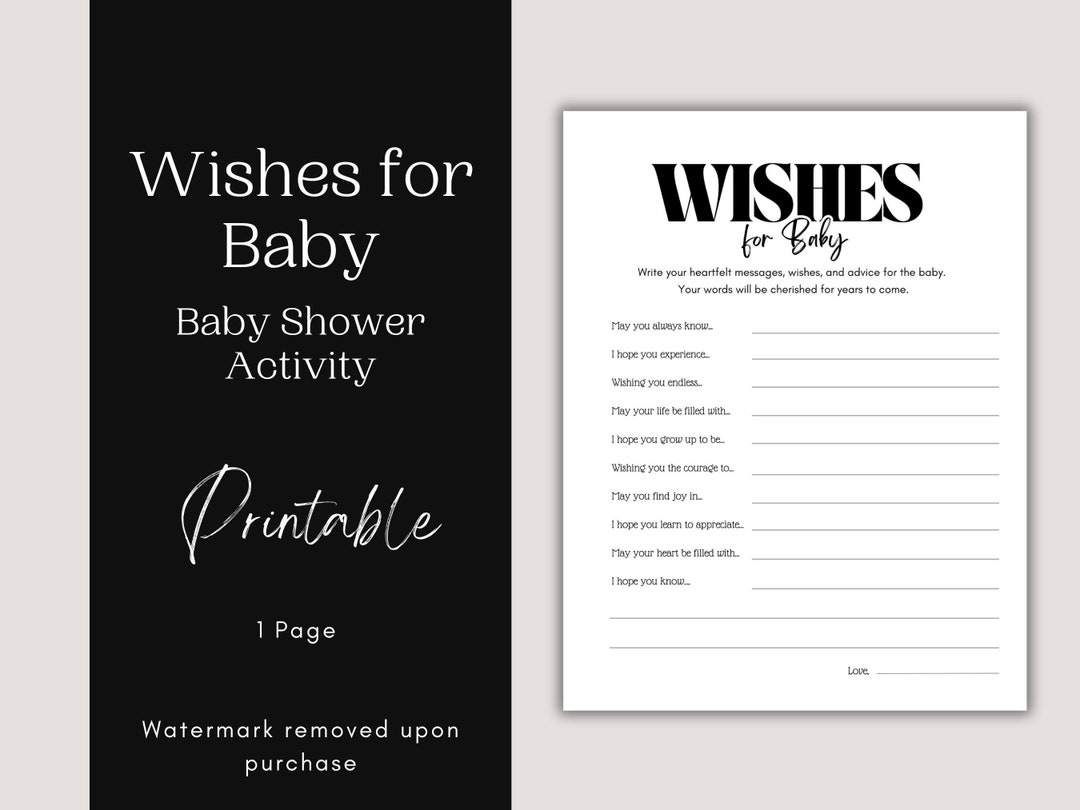 Baby Shower Game: Wishes for Baby - Printable Party Activity (PDF) - Etsy