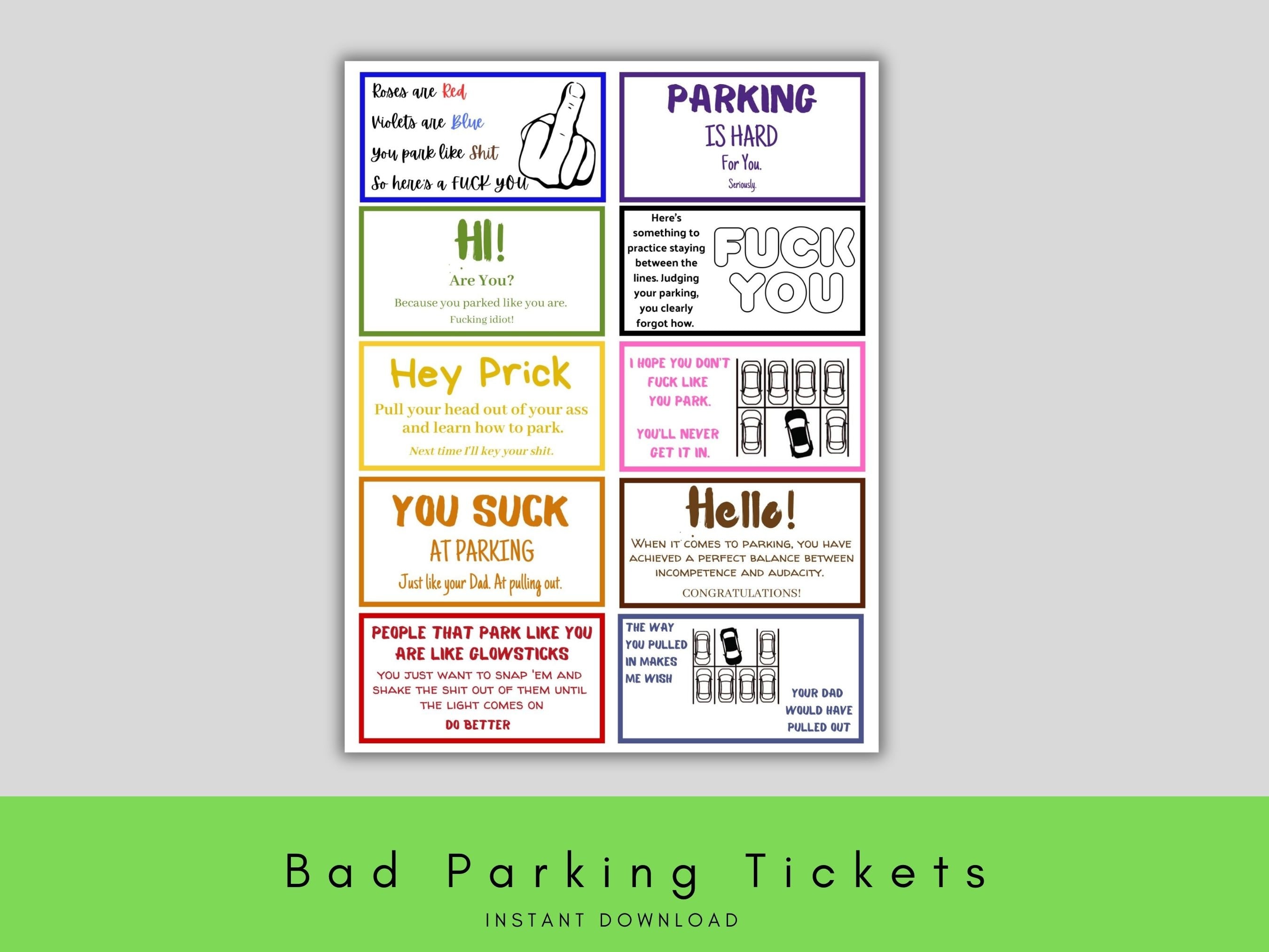 Bad Parking Tickets | Bad Parking Cards | Snarky Parking Tickets ...