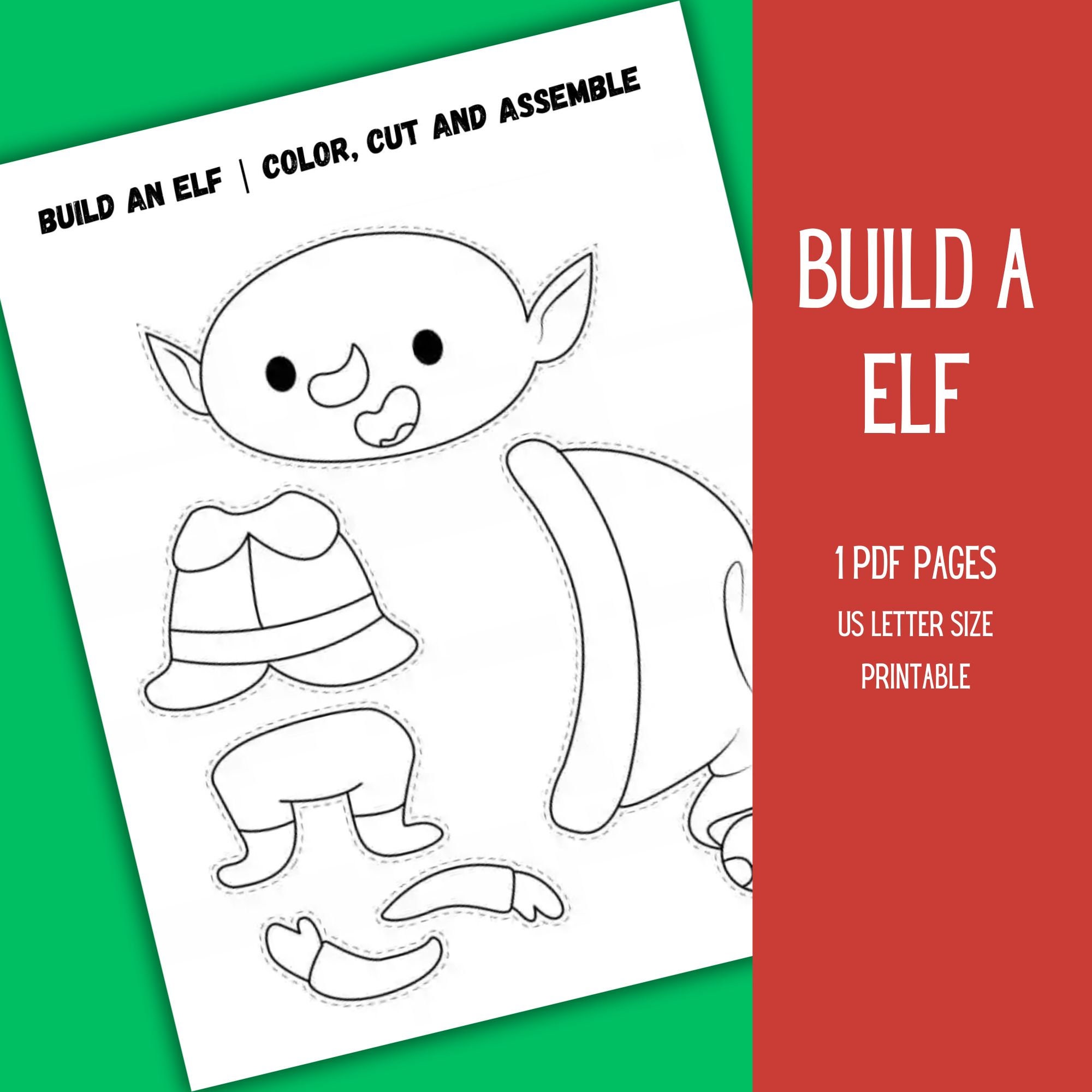 Build A Elf, Christmas Craft, Build a Elf Printable Craft, Christmas ...