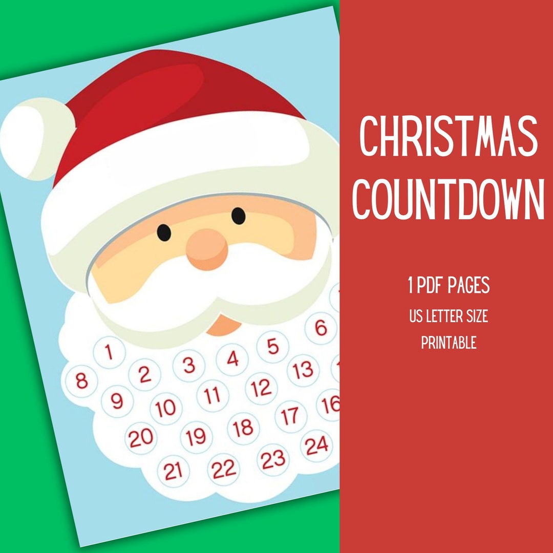 Christmas Countdown, Santa Beard, Christmas Printable, Christmas Advent ...