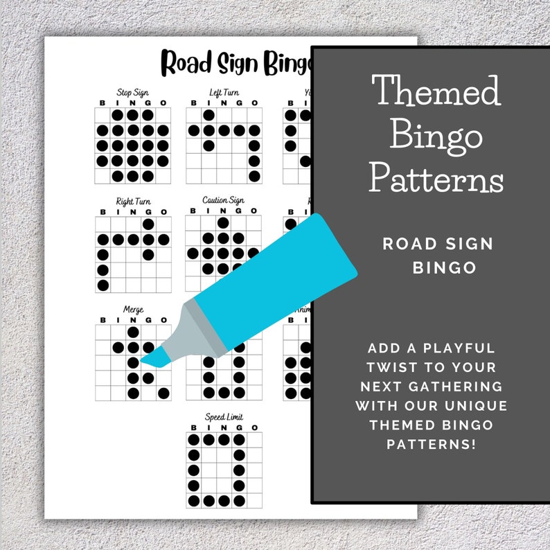 Bingo Patterns | Road Sign Bingo | Printable Bingo Games | Bingo Game ...