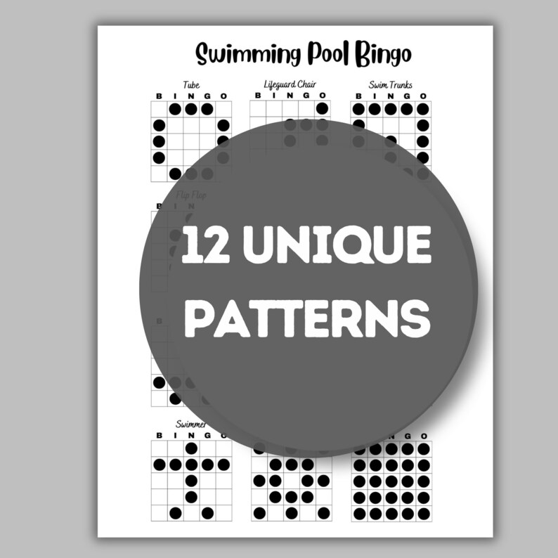 Bingo Patterns | Swimming Pool Bingo | Printable Bingo Games | Bingo ...