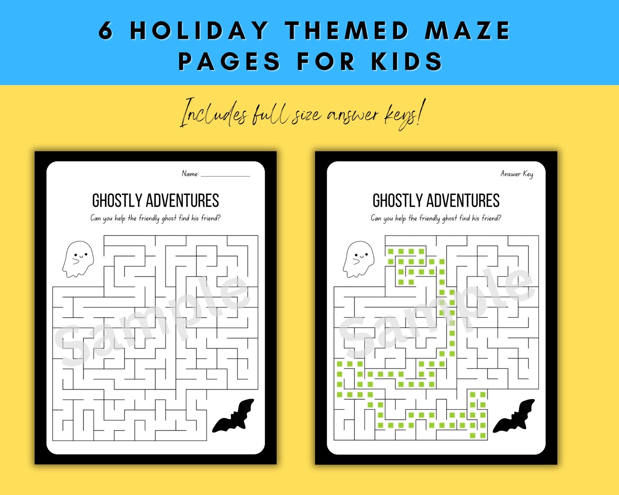 Holiday Maze Worksheets | Six Holiday Themed Mazes Including Answer ...