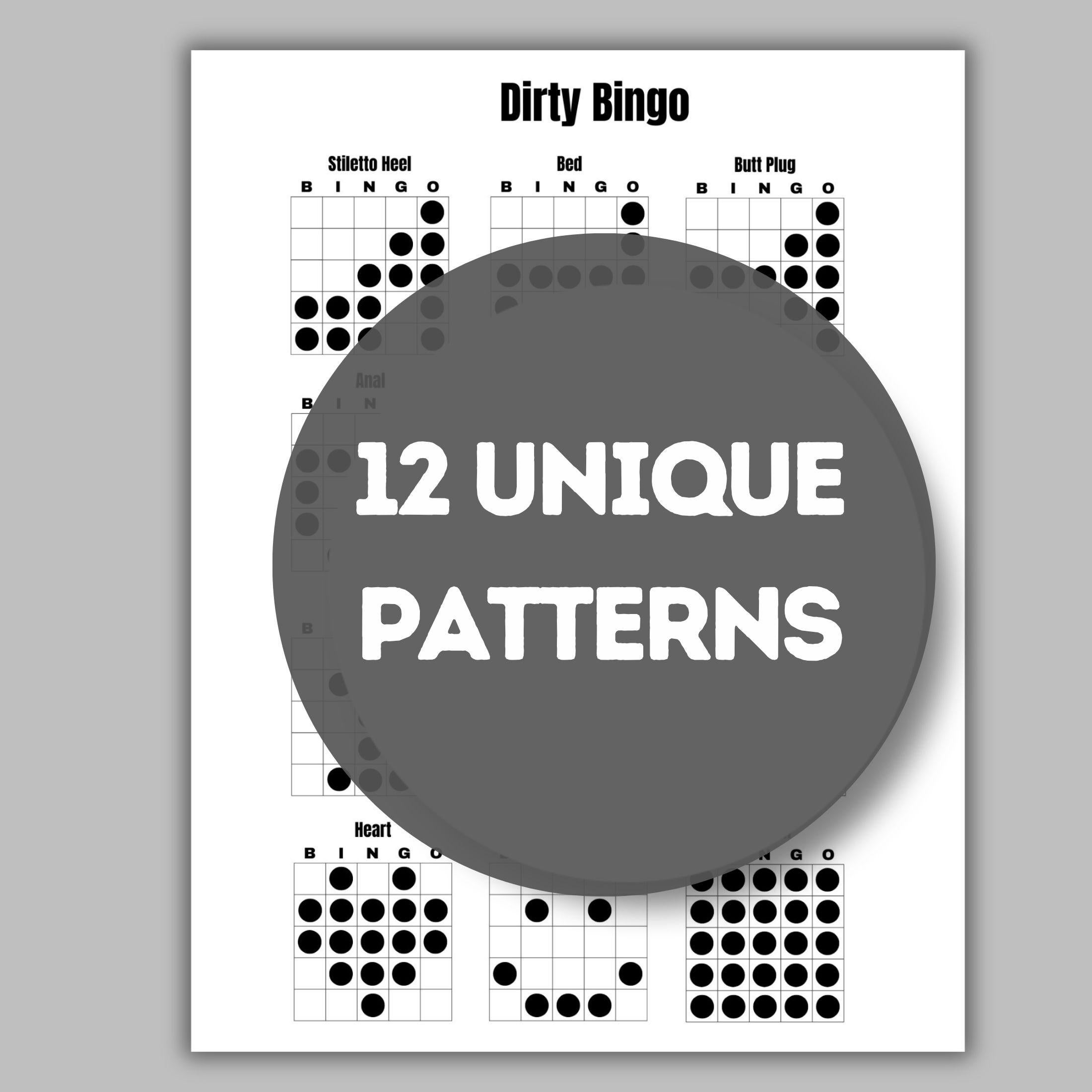 Printable Bingo Patterns | Dirty Bingo | 12 Fun Patterns | Party, Event ...