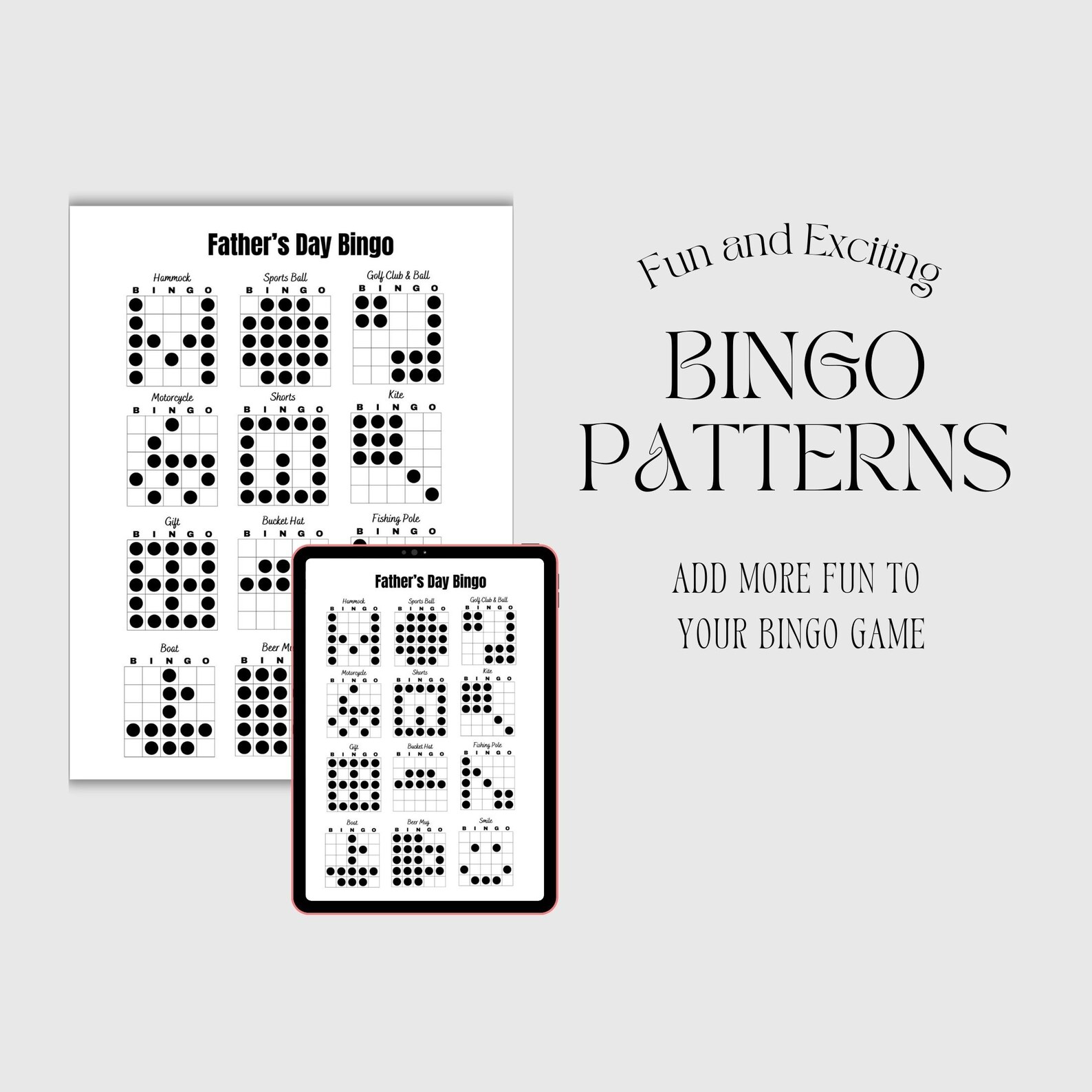 Bingo Patterns | Father's Day Bingo | Printable Bingo Games | Bingo ...