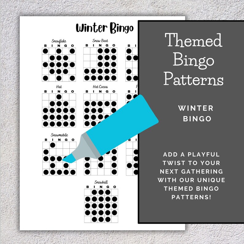 Bingo Patterns | Winter Bingo | Printable Bingo Games | Bingo Game ...