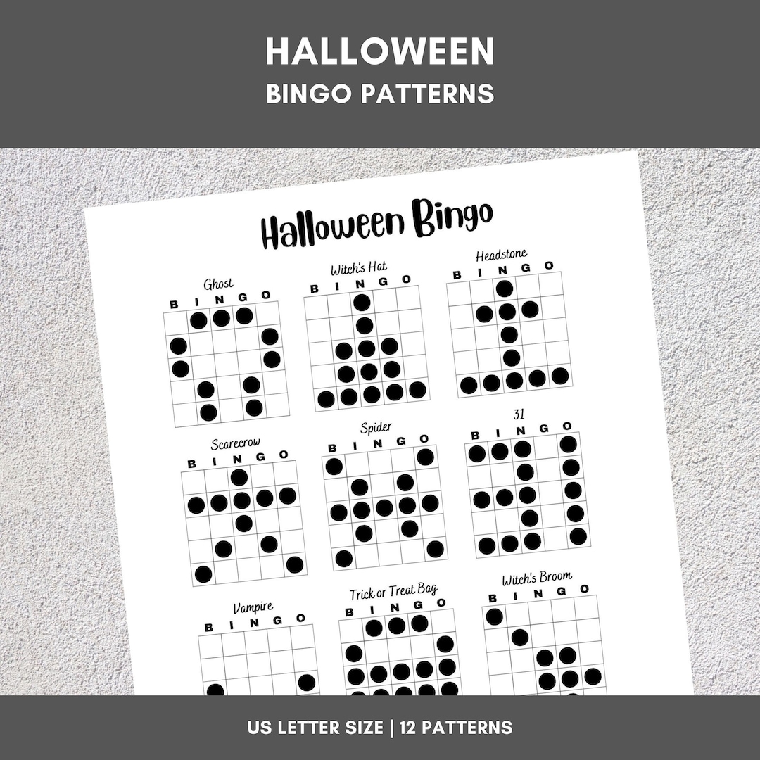 Bingo Patterns | Halloween Bingo | Printable Bingo Games | Bingo Game ...