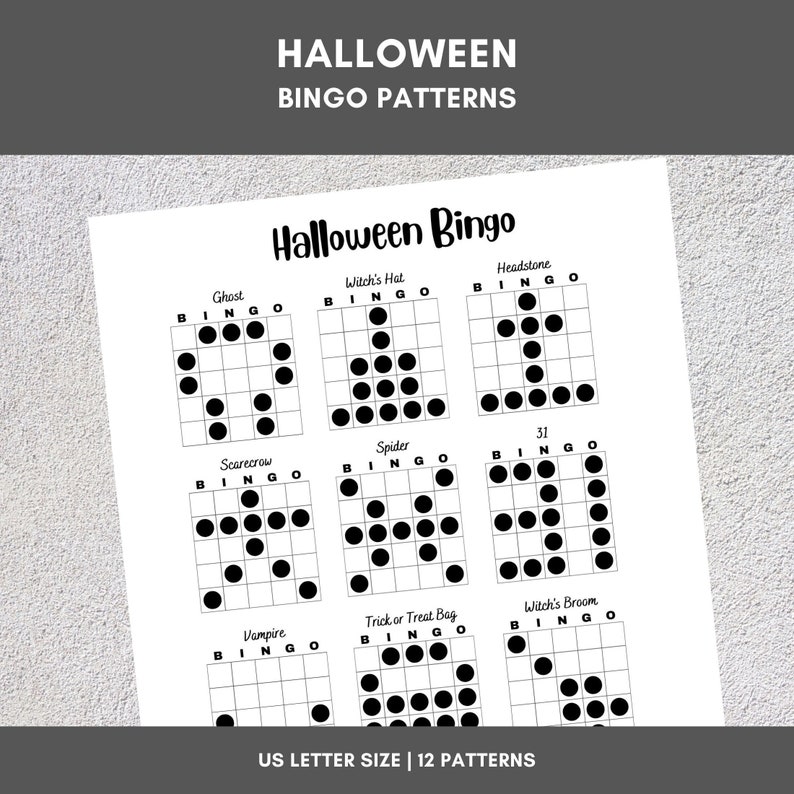 Bingo Patterns | Halloween Bingo | Printable Bingo Games | Bingo Game ...