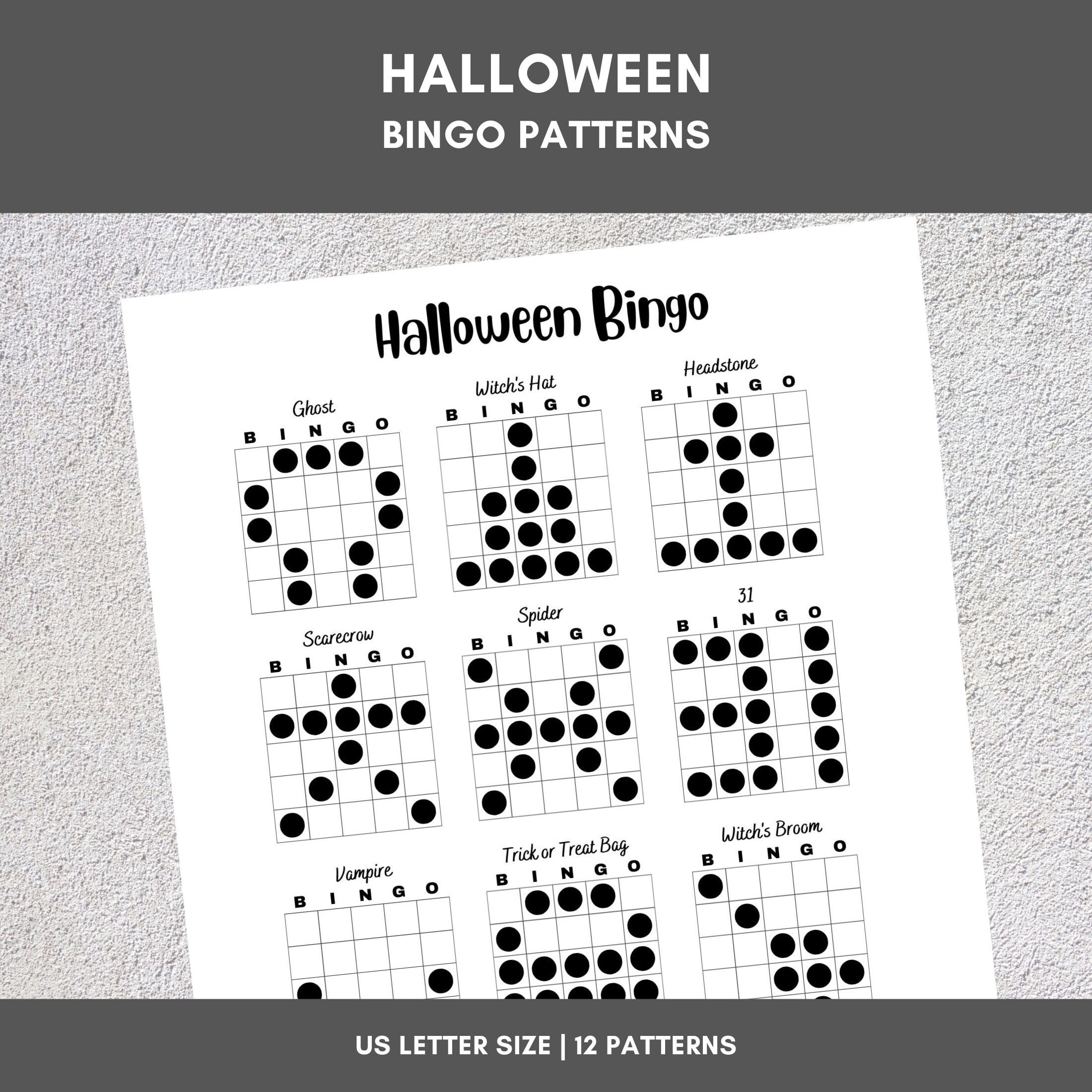Bingo Patterns | Halloween Bingo | Printable Bingo Games | Bingo Game ...