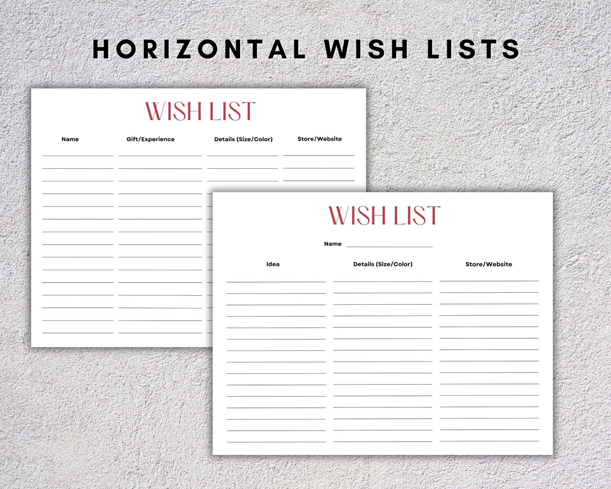 Gift Tracker Wish List Gift List Wish Tracker 6 Designs 3 Vertical 3 ...