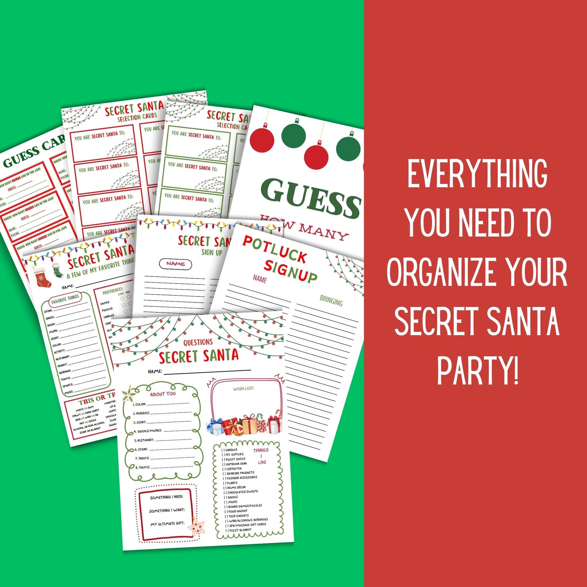 Secret Santa Bundle Secret Santa Questionnaire Secret Santa Survey ...