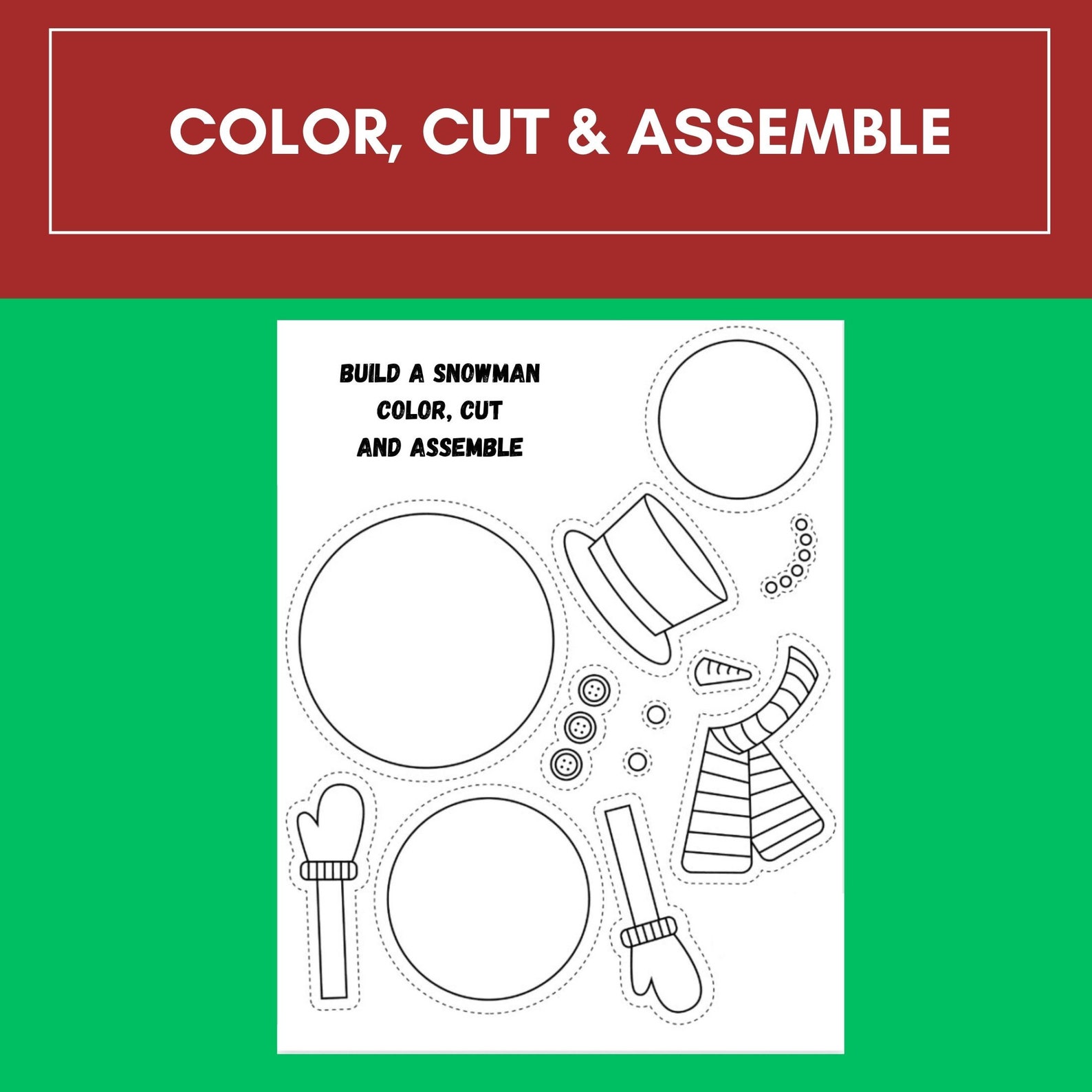 Build A Snowman, Christmas Craft, Build a Snowman Printable Craft ...