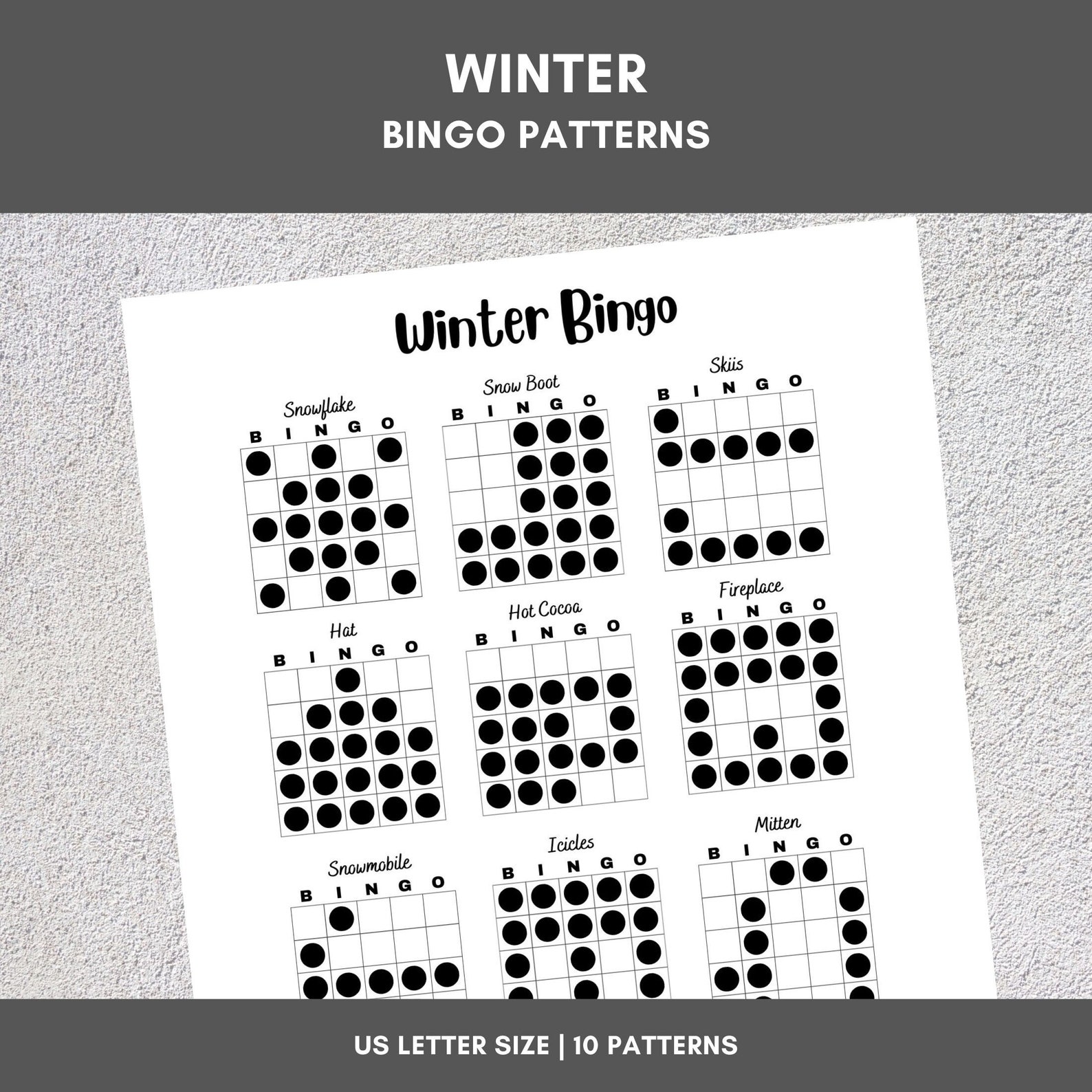 Bingo Patterns | Winter Bingo | Printable Bingo Games | Bingo Game ...