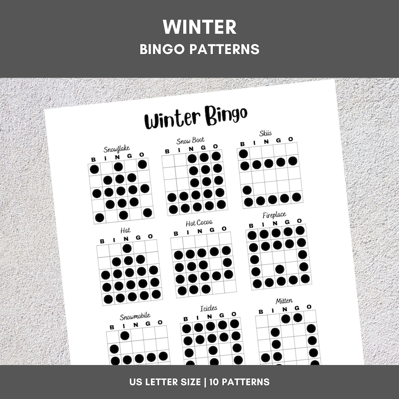 Bingo Patterns | Winter Bingo | Printable Bingo Games | Bingo Game ...