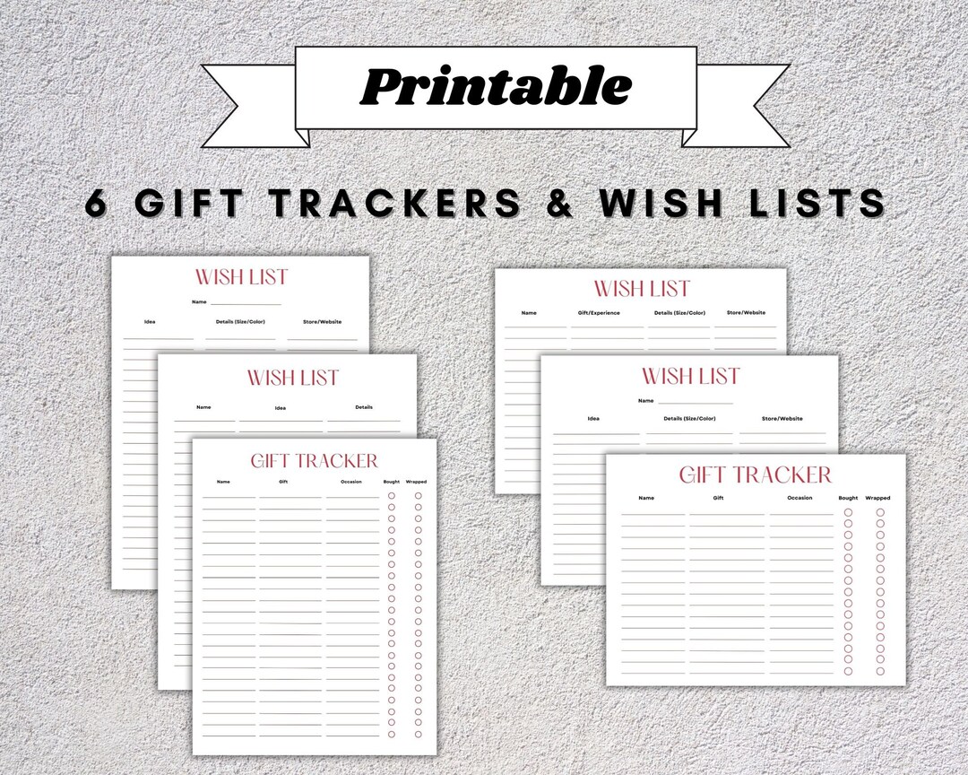 Gift Tracker | Wish List | Gift List | Wish Tracker | 6 Designs | 3 ...