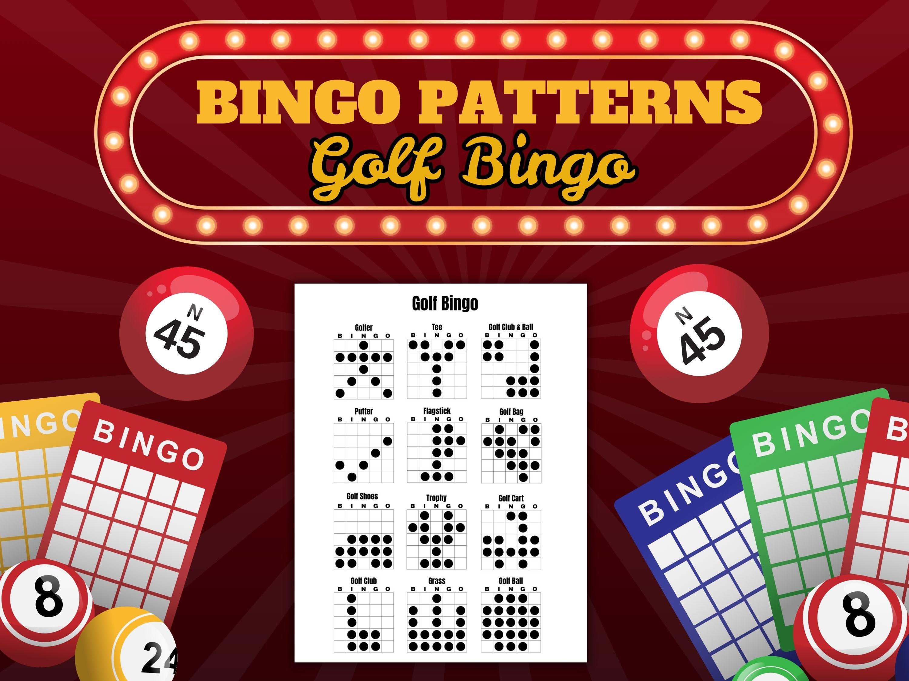 Printable Bingo Patterns | Golf Bingo | 12 Fun Patterns | Party, Event ...