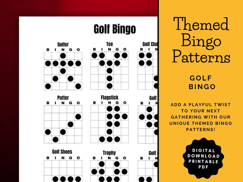 Printable Bingo Patterns | Golf Bingo | 12 Fun Patterns | Party, Event ...