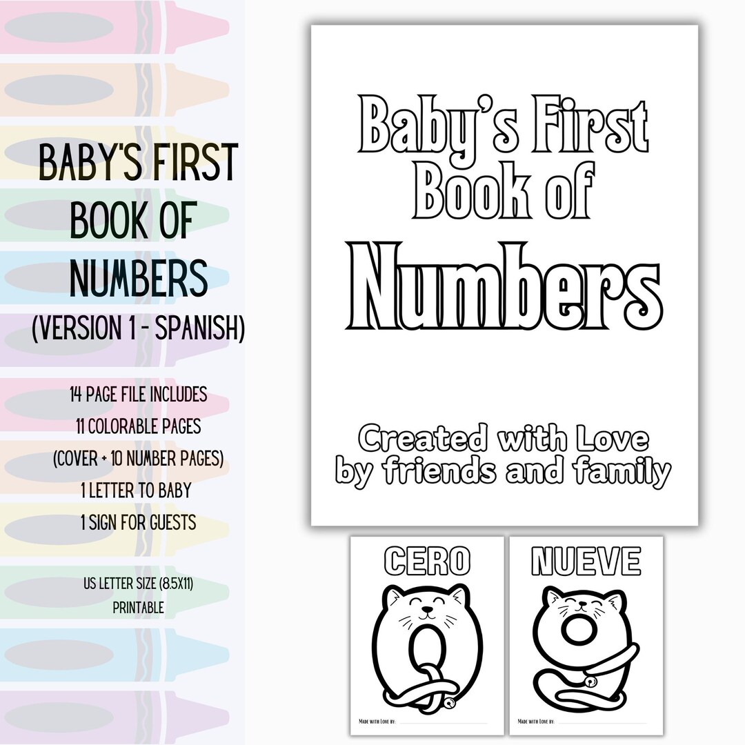 Baby's First Book of Numbers Baby Shower Coloring Book Sheet Pages ...