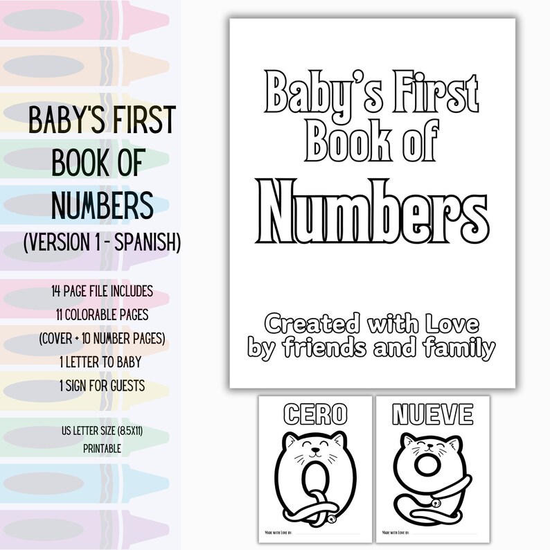 Baby's First Book of Numbers Baby Shower Coloring Book Sheet Pages ...