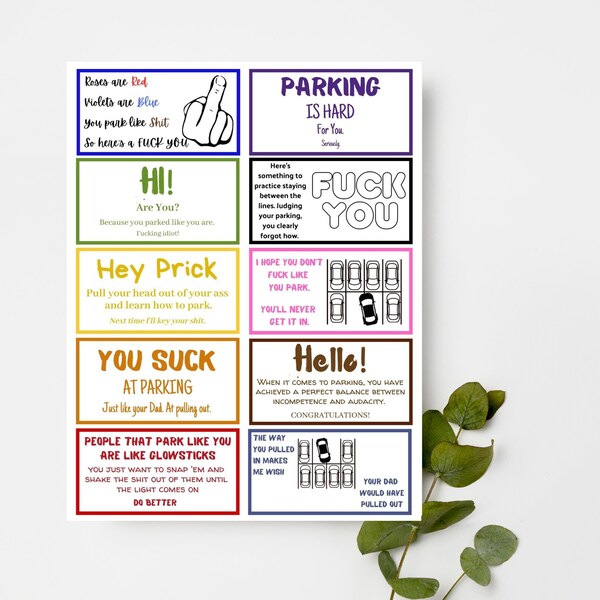 Bad Parking Cards Printable - Etsy