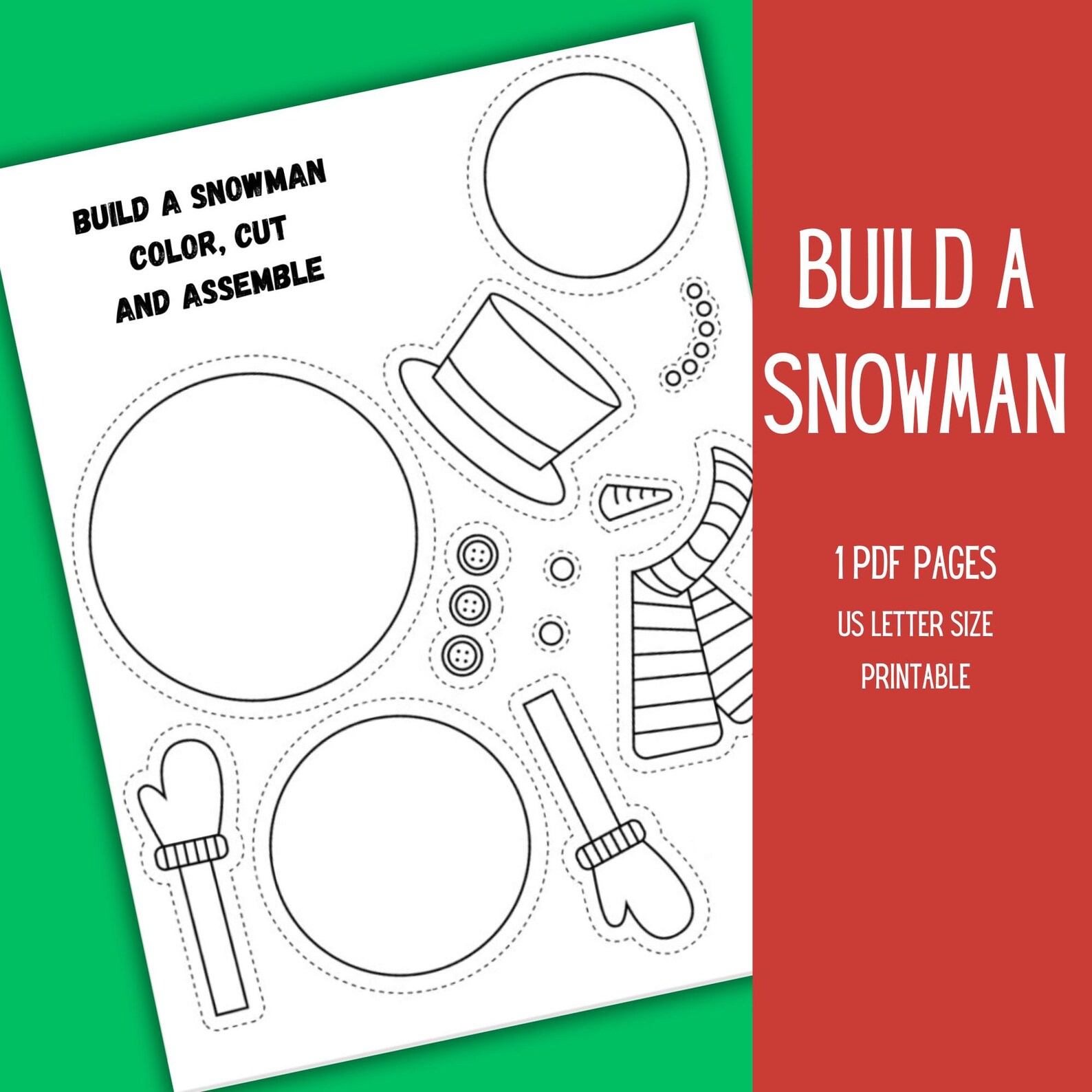 Build A Snowman, Christmas Craft, Build a Snowman Printable Craft ...