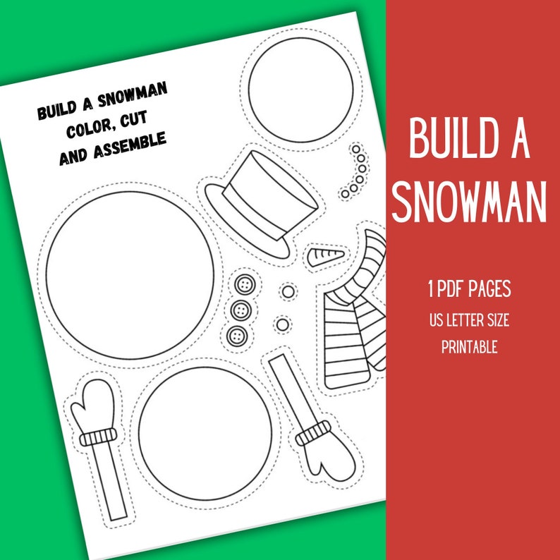 Build A Snowman, Christmas Craft, Build a Snowman Printable Craft ...